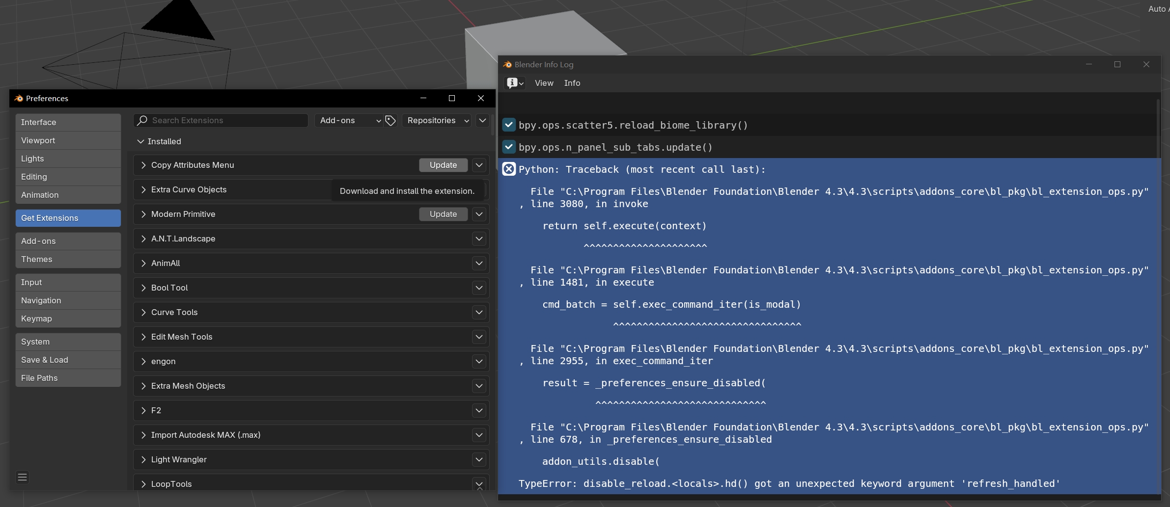 #134994 - Cannot update any plugins in 4.3.2 from Preference Extensions ...